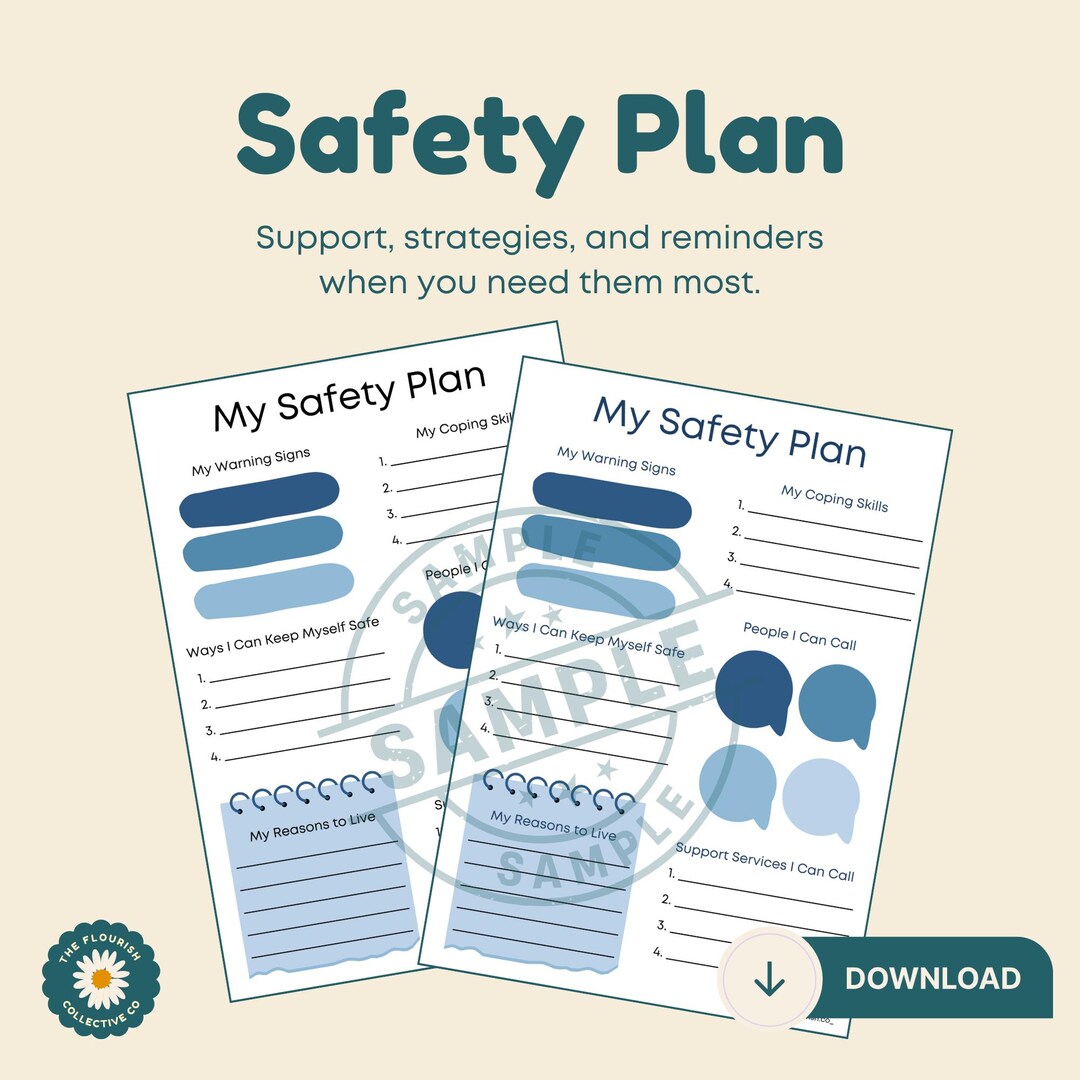 Printable Safety Crisis Plan Worksheet - Therapy Aid, School Counselor ...