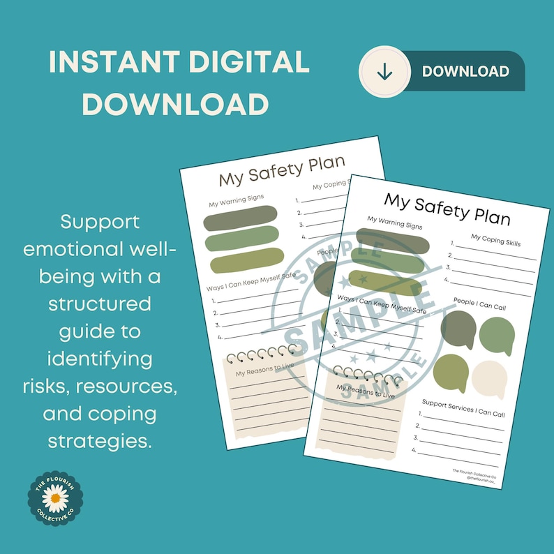 Printable Safety Crisis Plan Worksheet - Therapy Aid, School Counselor ...