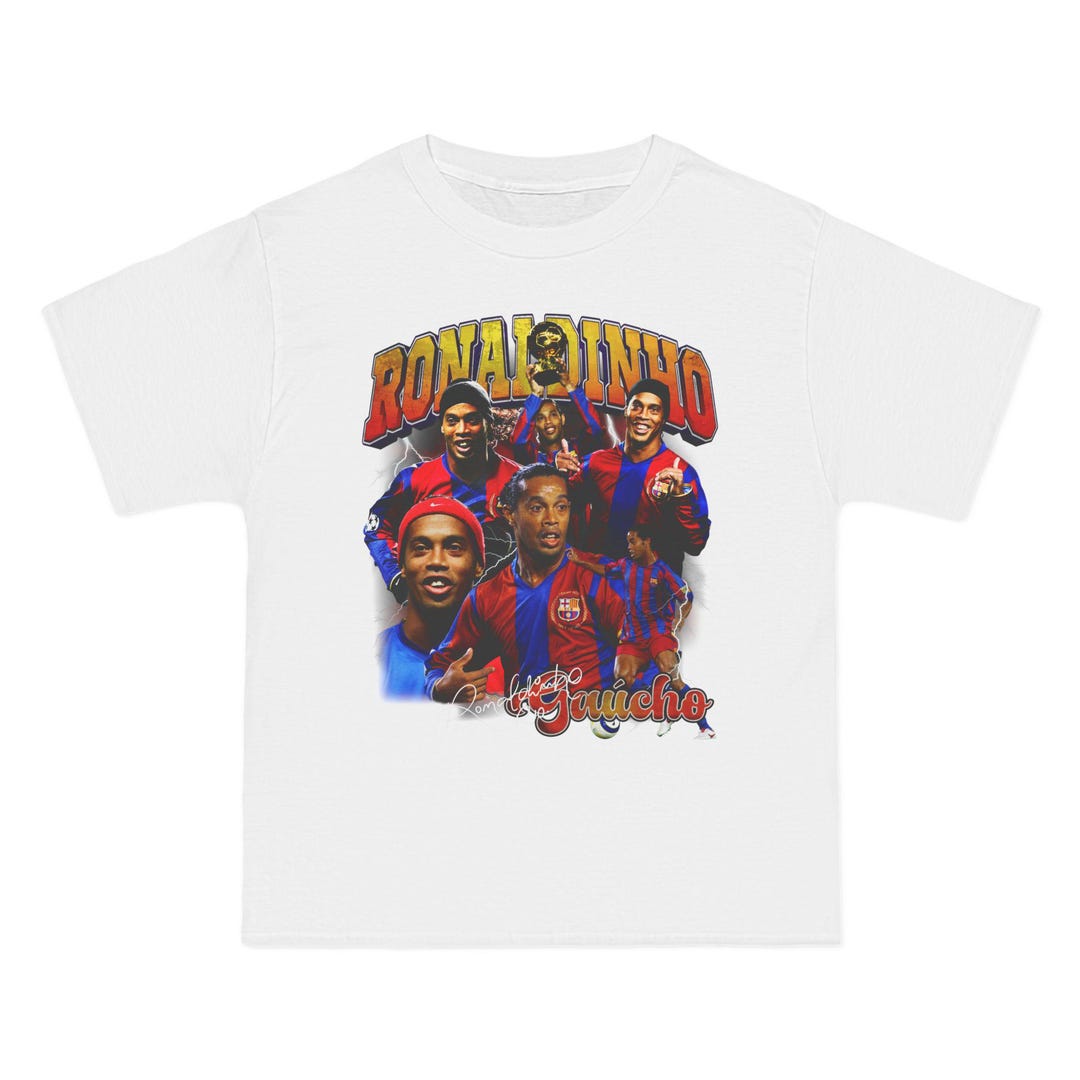 Ronaldinho Barcelona Graphic Tee Oversized Retro Football Shirt ...