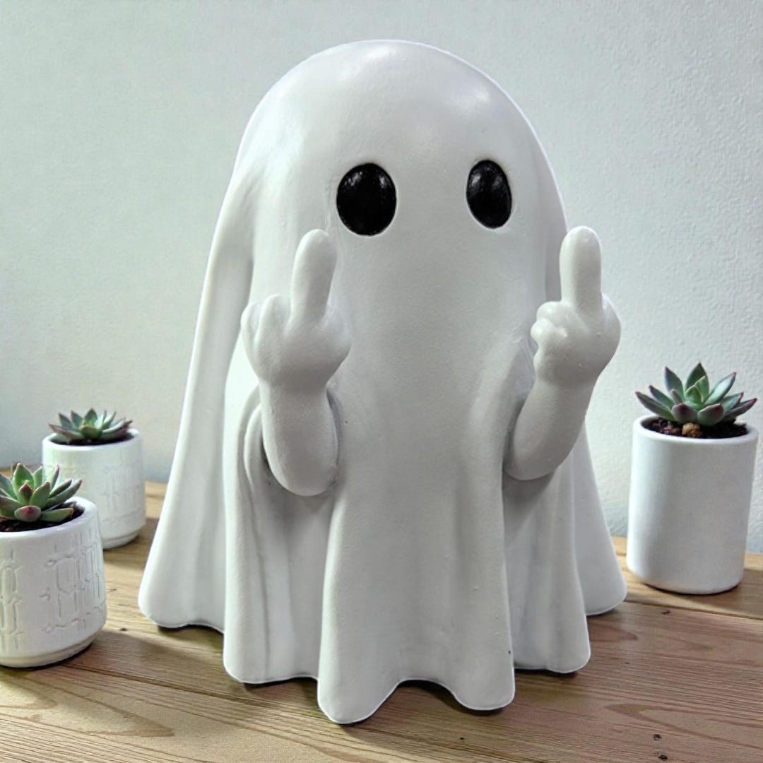 Cute Middle Finger Ghost Resin Ornament, Spooky Halloween Decoration ...