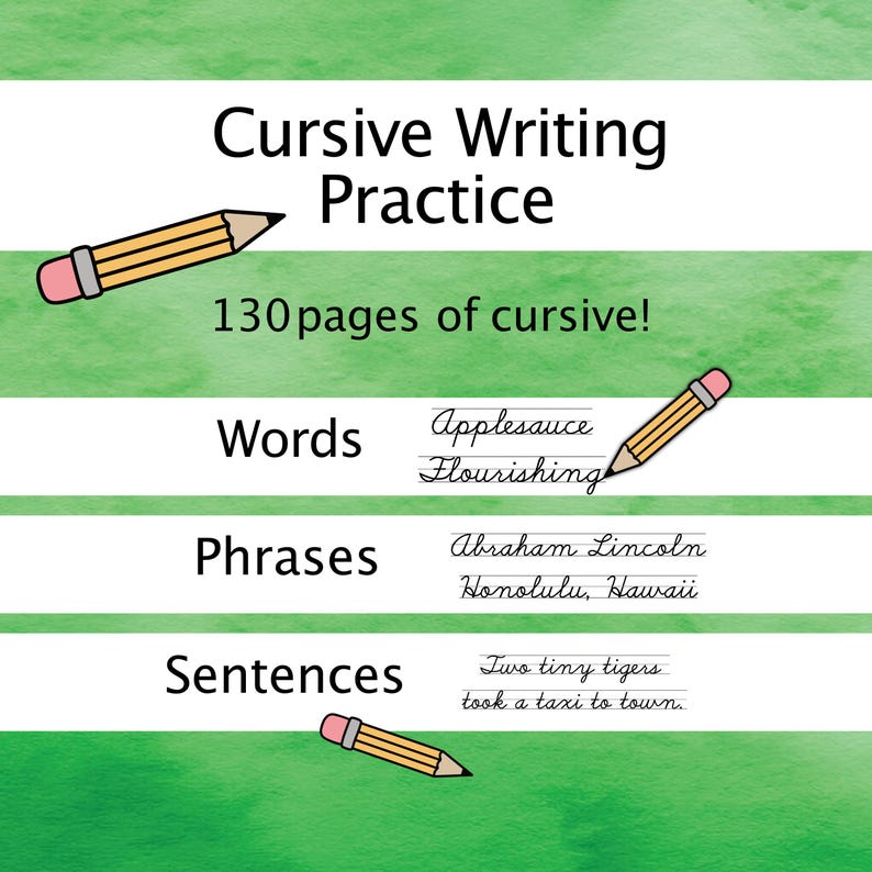Cursive Writing Practice - Etsy