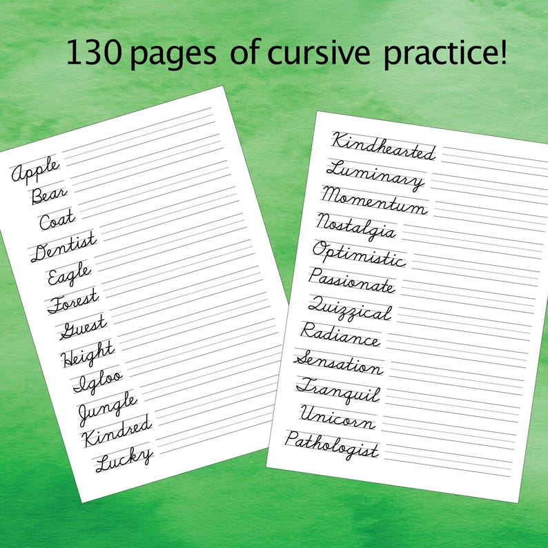 Cursive Writing Practice - Etsy