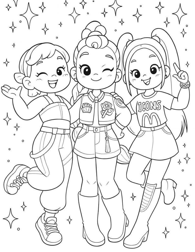 Huntrix Inspired Coloring Sheet-baby Huntrix - Etsy