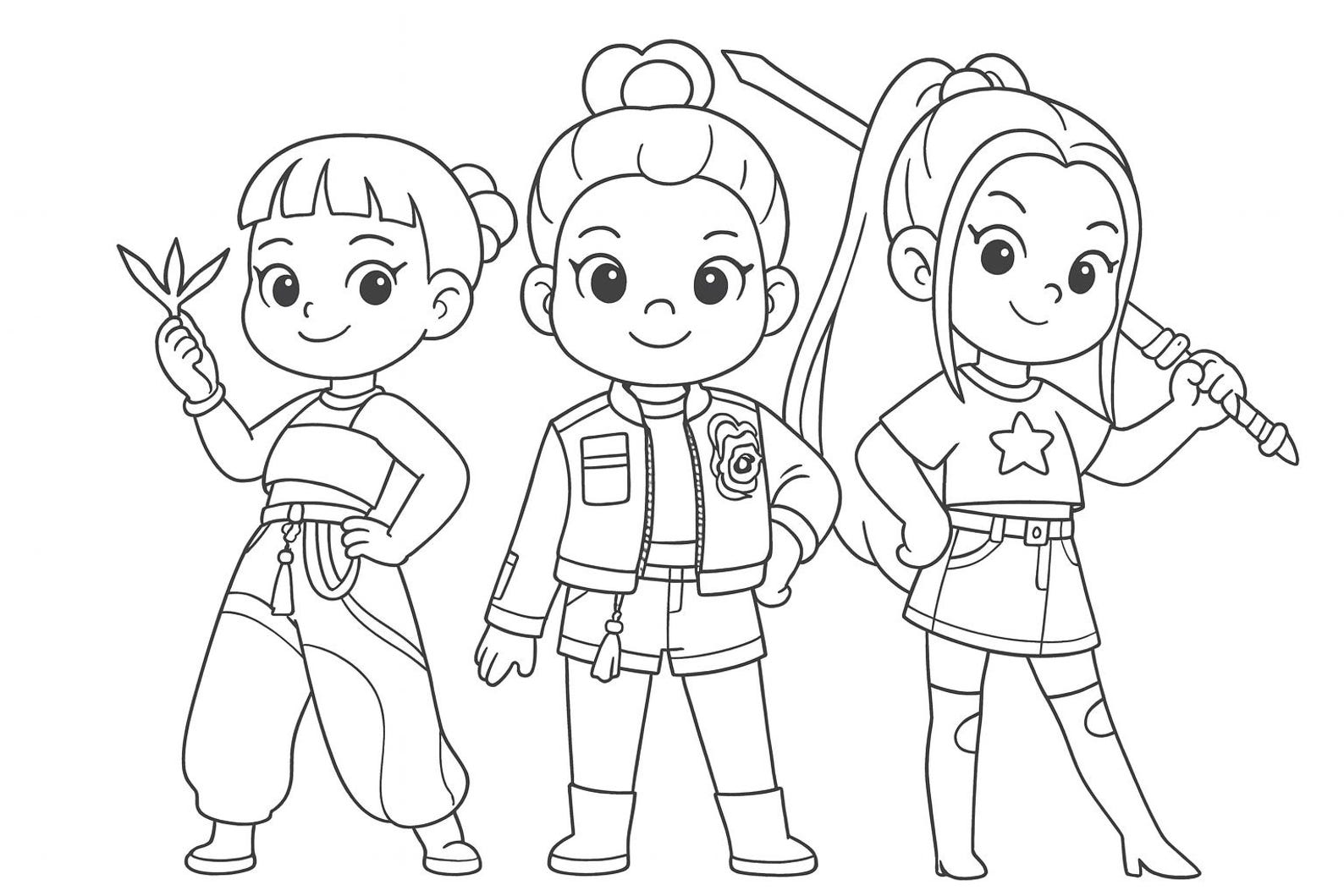 Huntrix Inspired Coloring Sheet-baby Huntrix - Etsy
