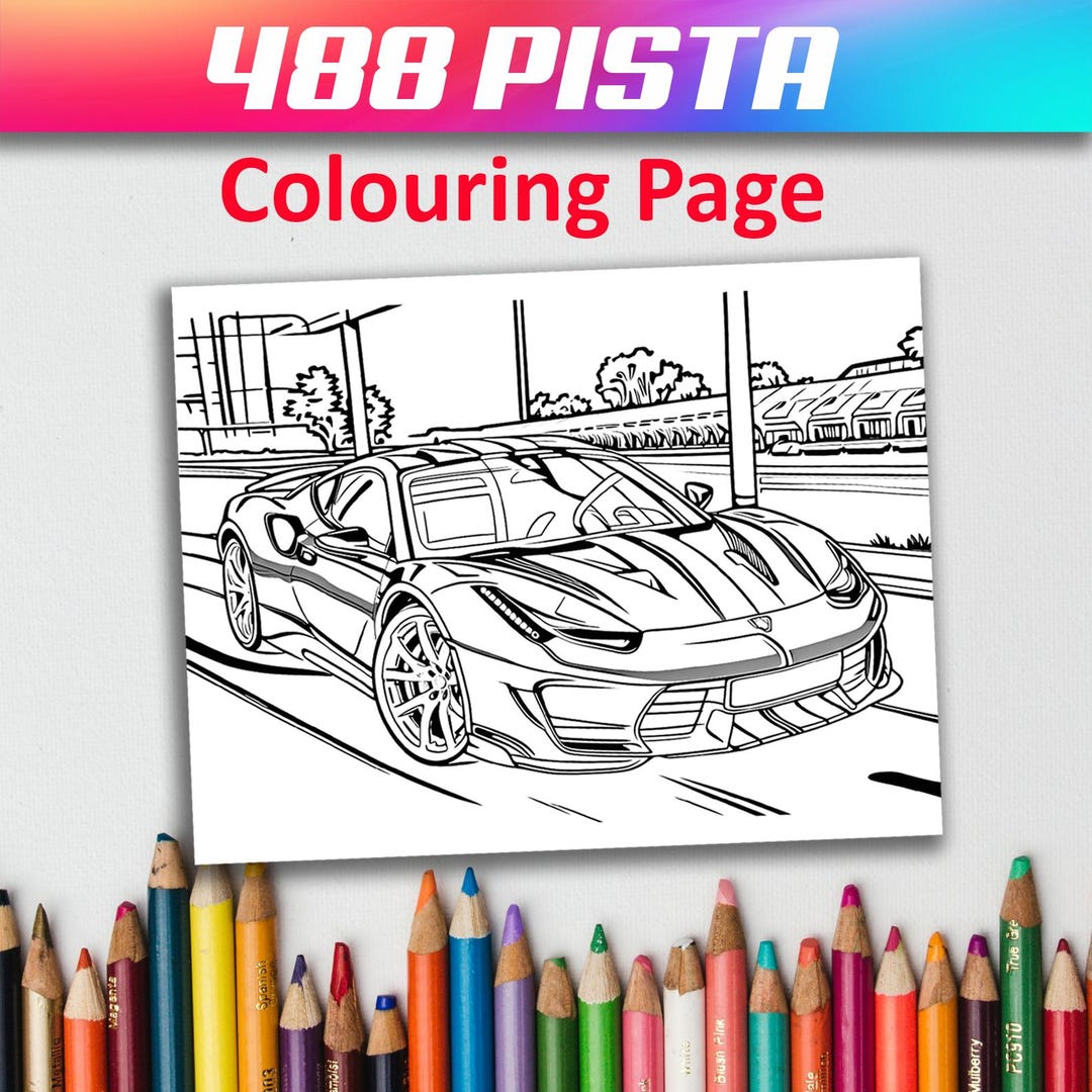Super Car Coloring Book, Printable Coloring Page, Digital Download for ...