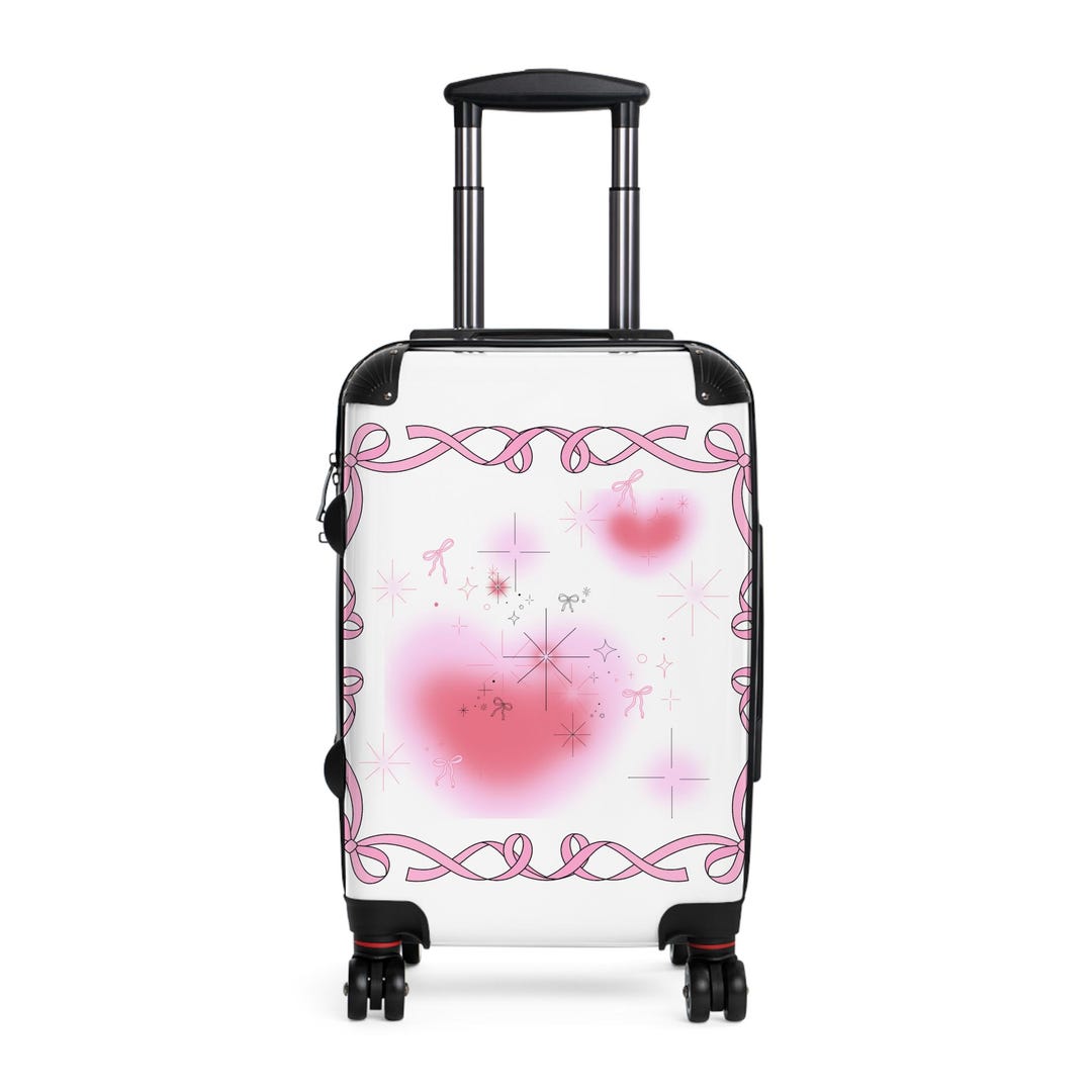 Whimsical Travel Suitcase, Cute Luggage for Girls, Heart Design, Pink ...