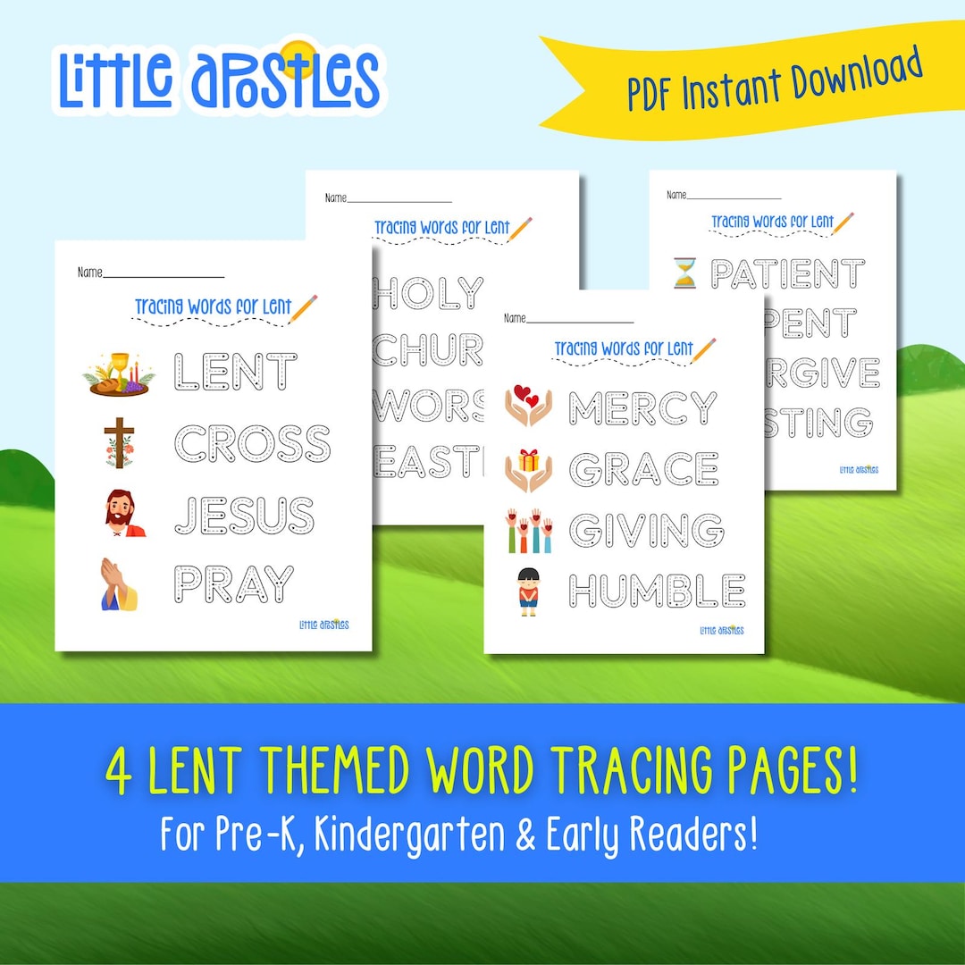 Lent Word Tracing, Letter Tracing, Christian Printable, Sunday School ...