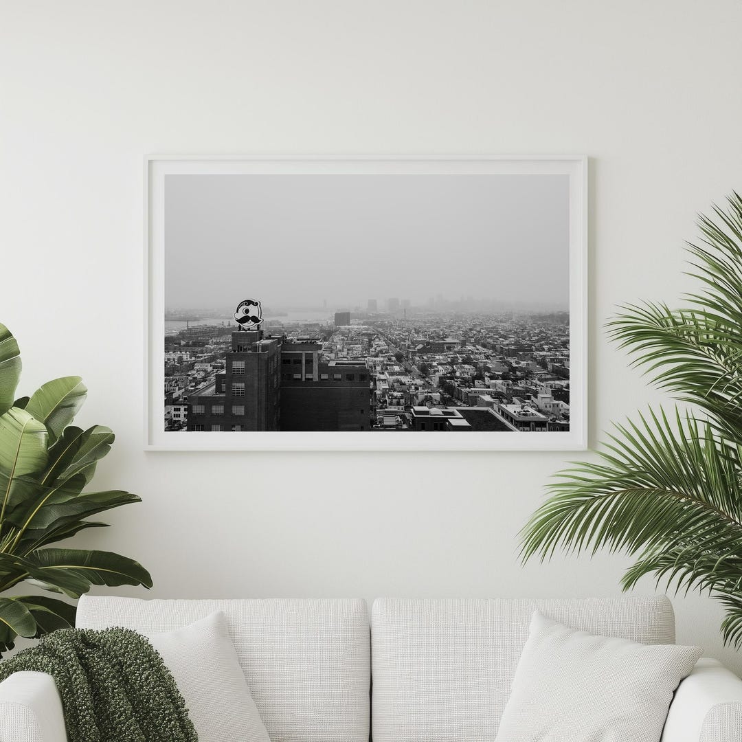 Baltimore Skyline & Natty Boh, Black and White Digital Print, Drone ...