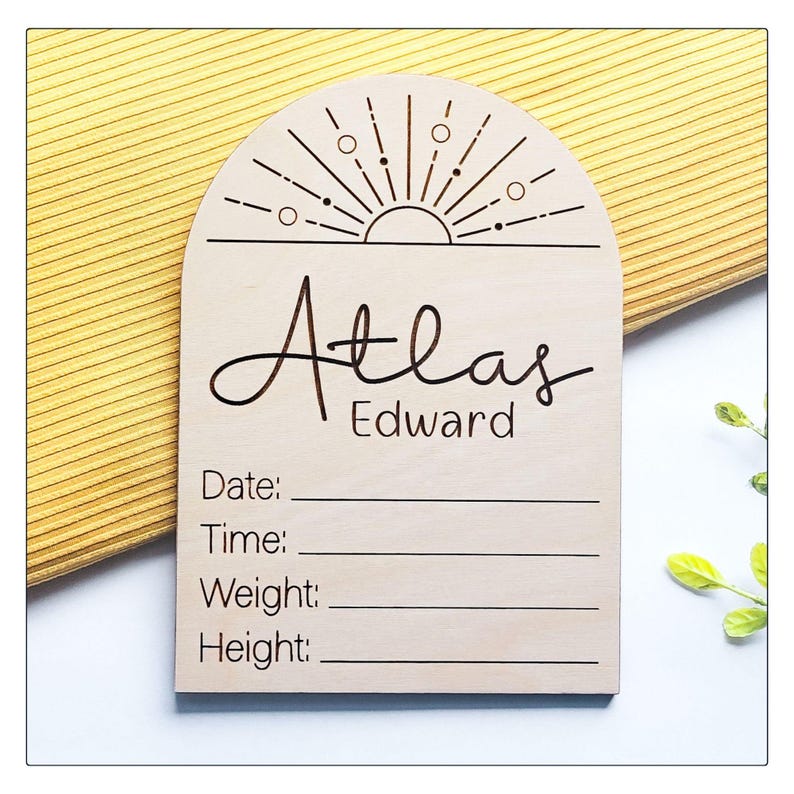 Baby Birth Announcement Sign SVG | Personalized Boho Birth Stat Laser ...