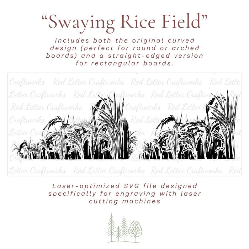 Rice Field SVG for Laser Engraving | Curved & Straight Corner Cutting ...
