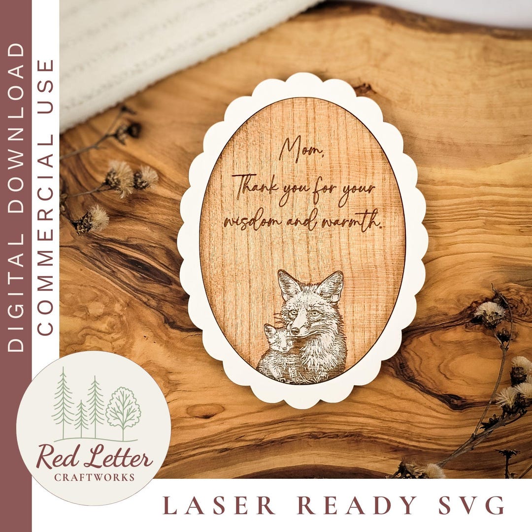 Vintage Style Engraved Fox SVG | Personalized Mother's Day Ornament ...