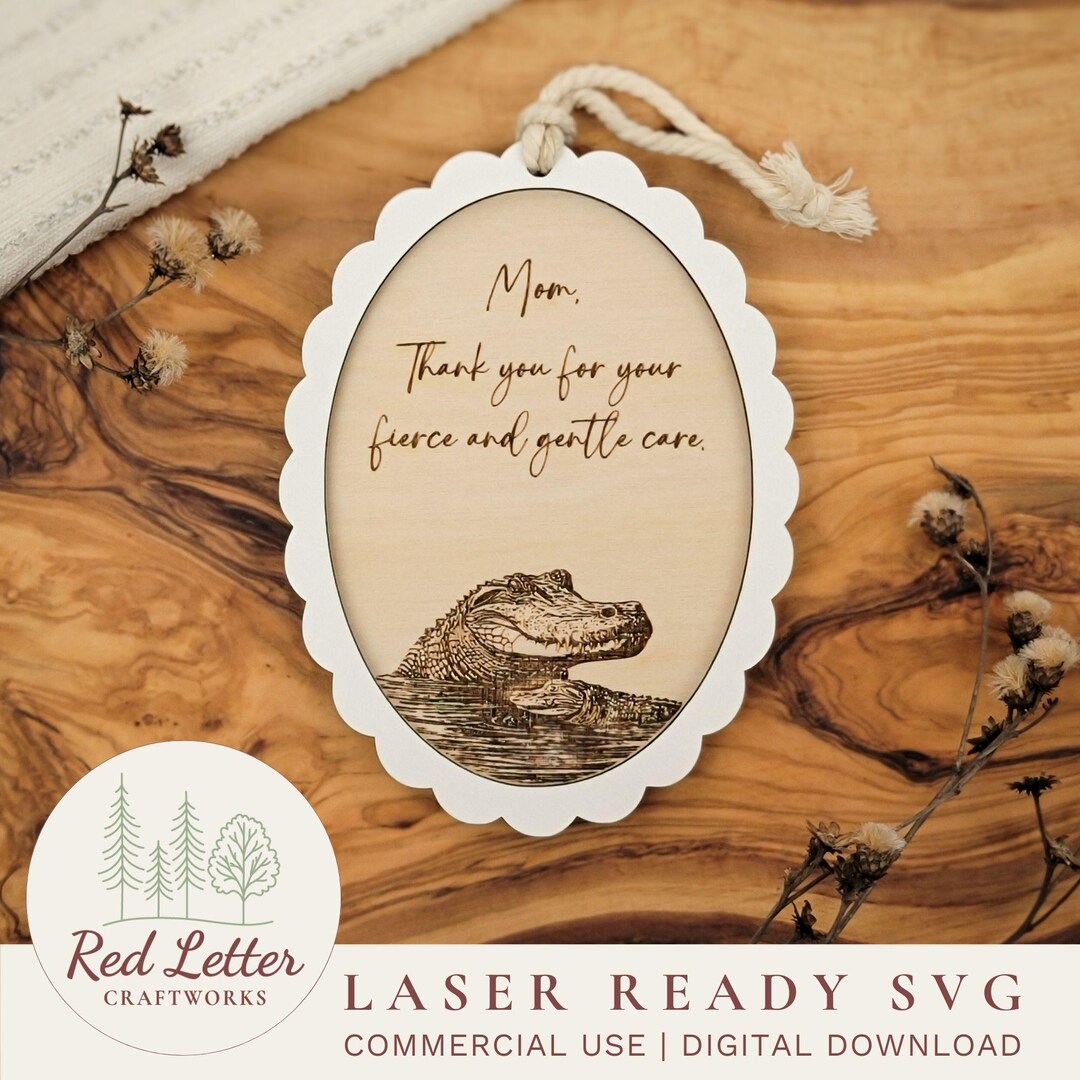 Vintage Style Engraved Alligator SVG | Mother's Day Ornament Laser Cut ...