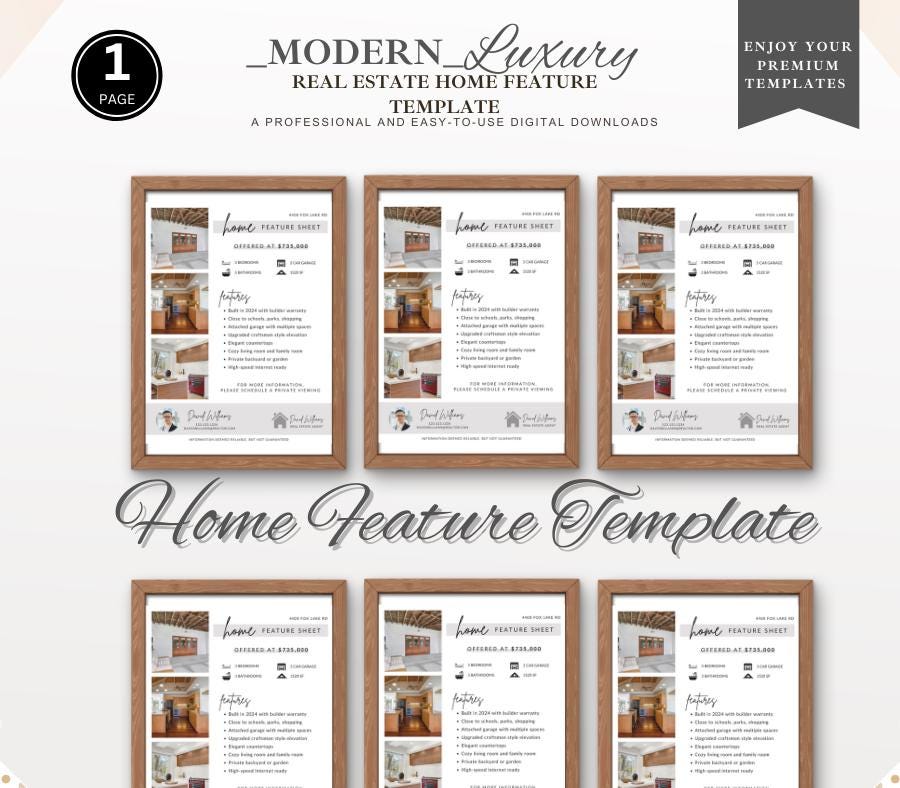 Real Estate Home Feature Sheet Flyer Template, Editable Property ...
