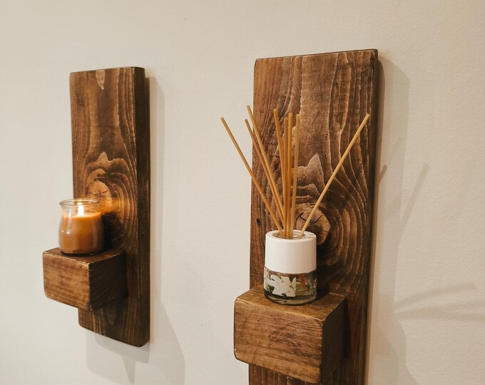 Set of Two Recycled Wood Candle Shelves. Handmade. Sustainable ...