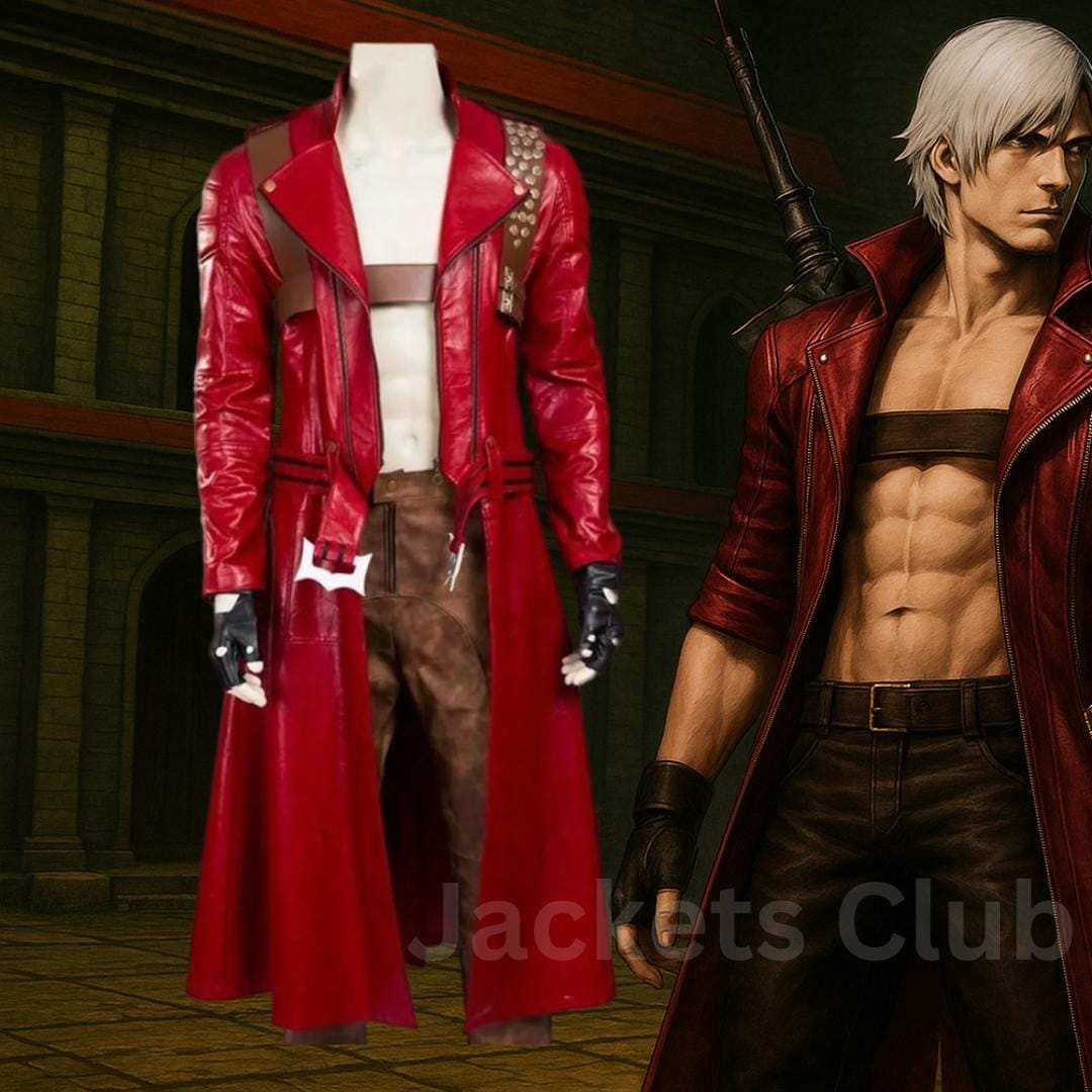 Devil May Cry Dante Cosplay Costume – Genuine Leather Coat With Holster ...