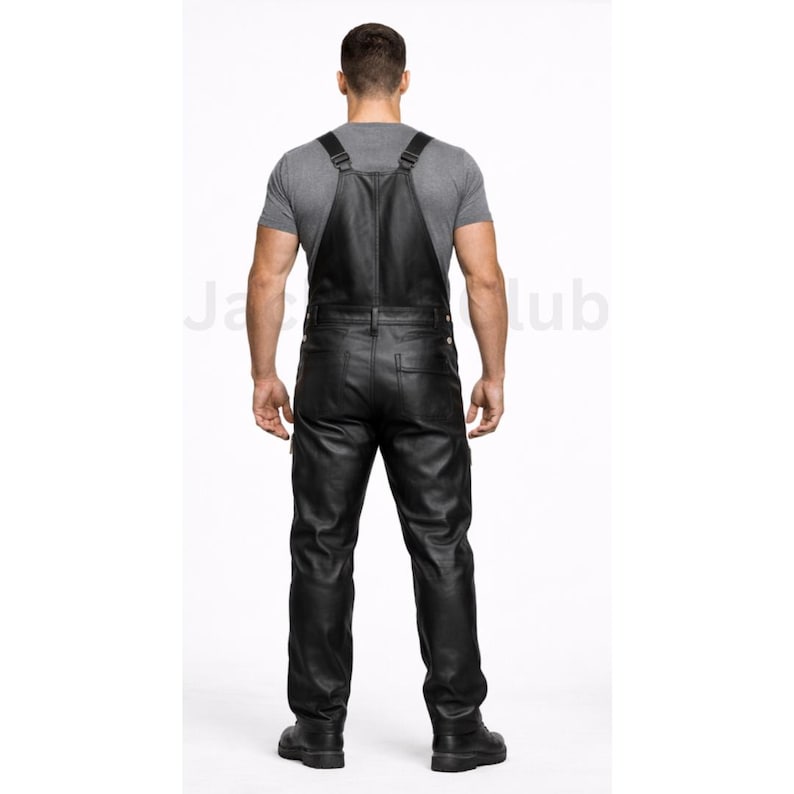 Black Genuine Leather Overalls Dungaree | Handmade Leather Bib Jumpsuit ...