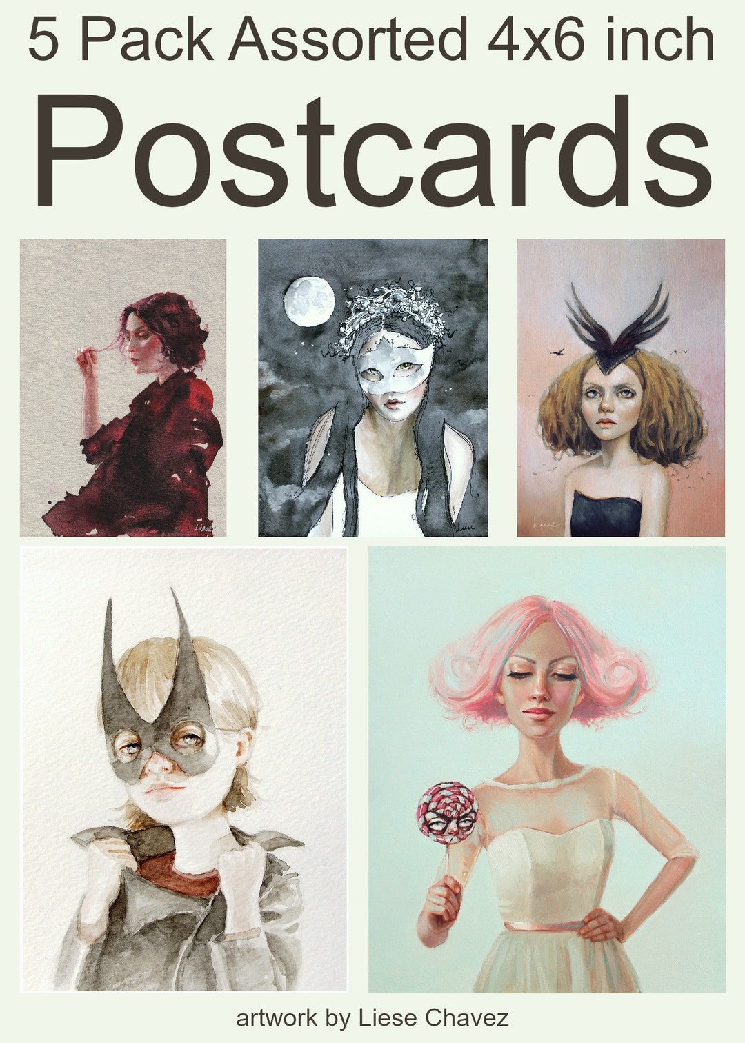 Surreal Postcards 5 Pack - Postcards Funny Art Post Cards Dark Art Gift ...