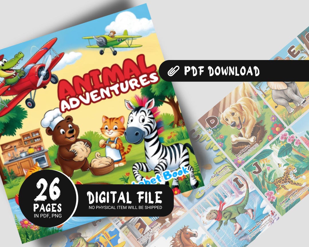 ABC Alphabet Book for Kids | Animal Adventures Alphabet - Etsy