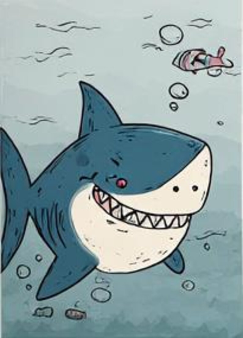 Cute Shark Wall Art Set | Nursery Ocean Decor - Etsy