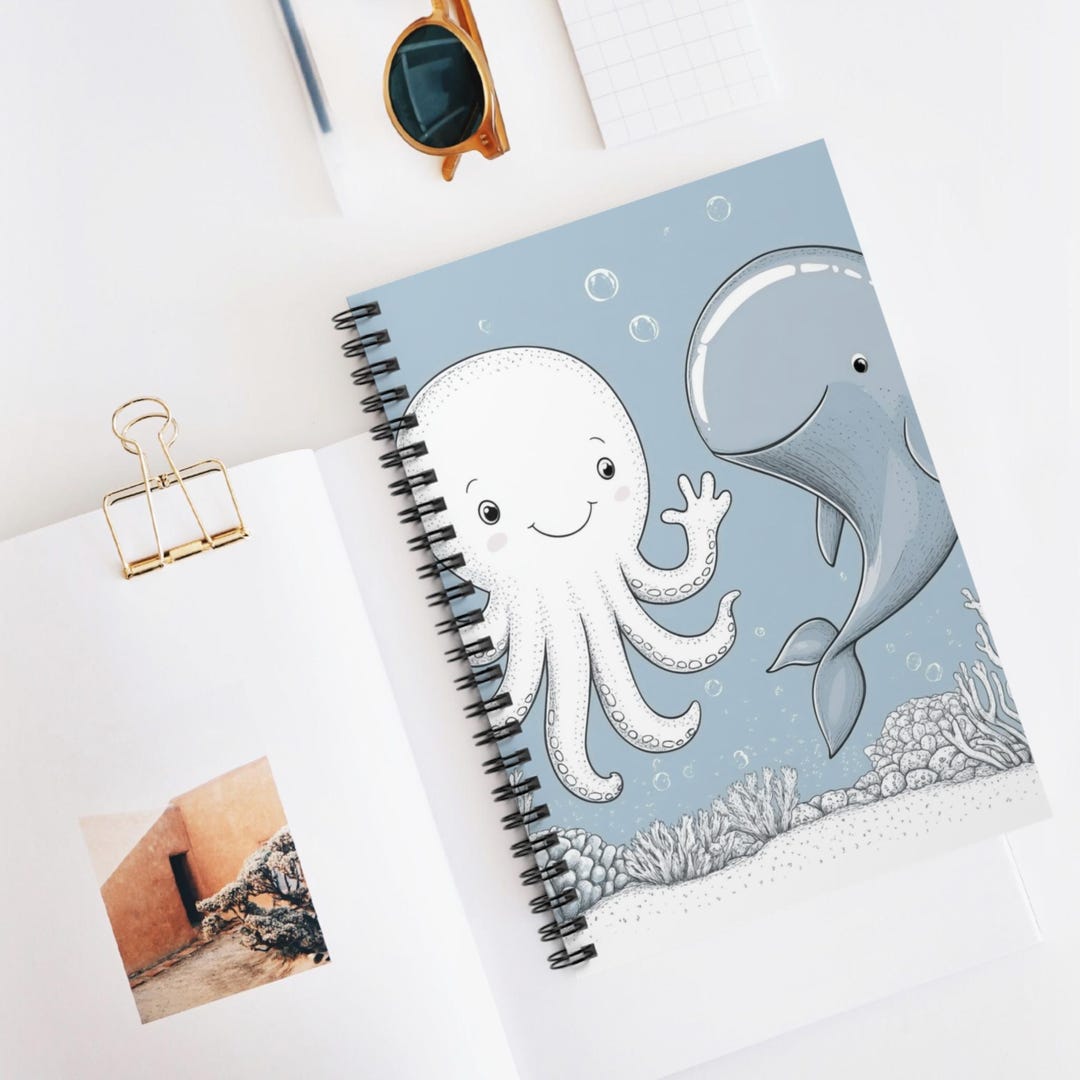 Cute Sea Creatures Spiral Notebook, Ocean Themed Journal, Kids Notebook ...