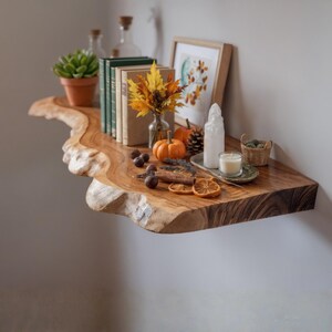 Live Edge Floating Wood Shelf – Rustic Wall Mount Solid Wood Slab ...
