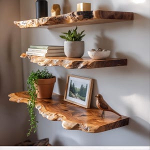Live Edge Floating Wood Shelf – Rustic Wall Mount Solid Wood Slab ...