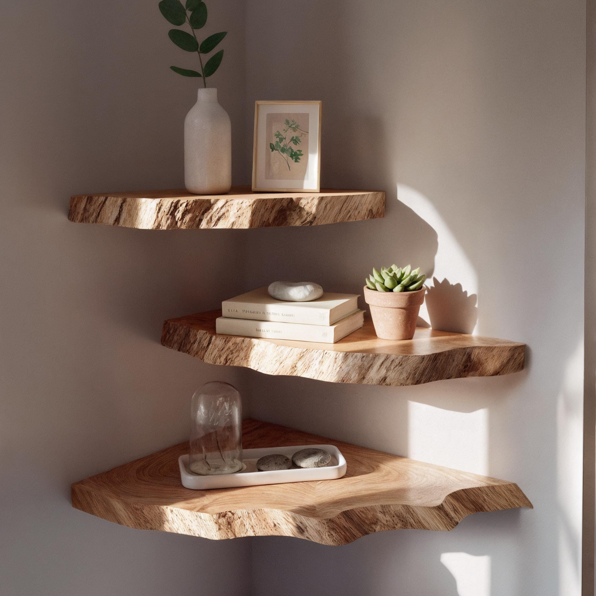 Rustic Teak Root Wood Corner Shelf - Handcrafted Teak Root Corner ...