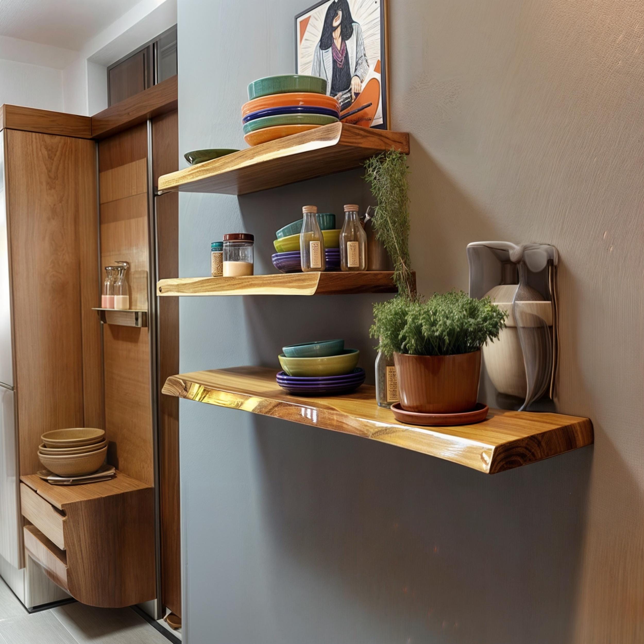Live Edge Floating Wood Shelf – Rustic Wall Mount Solid Wood Slab ...