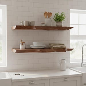 Live Edge Floating Wood Shelf – Rustic Wall Mount Solid Wood Slab ...