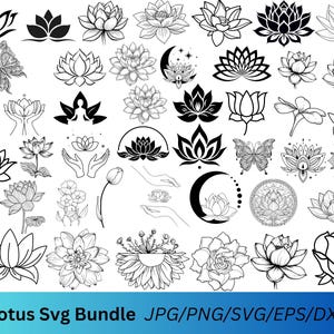 Lotus Flower SVG Bundle, Lotus Cricut,lotus Svg, PNG, DXF, Eps,instant ...