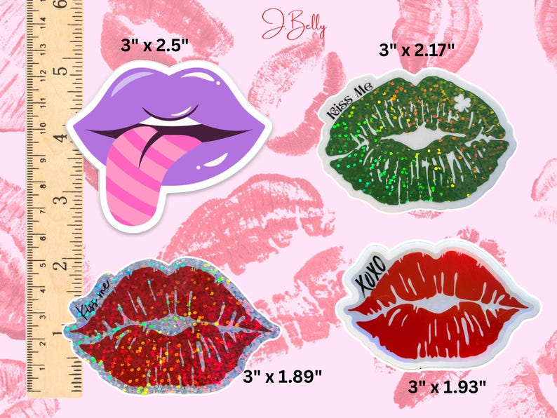 Holographic Red Lips Sticker – Waterproof Vinyl "xoxo" Kiss Decal ...