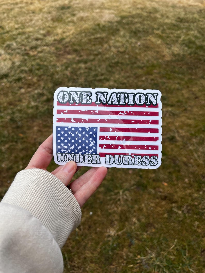 One Nation Under Duress Upside Down American Flag Magnet, Car Decal ...