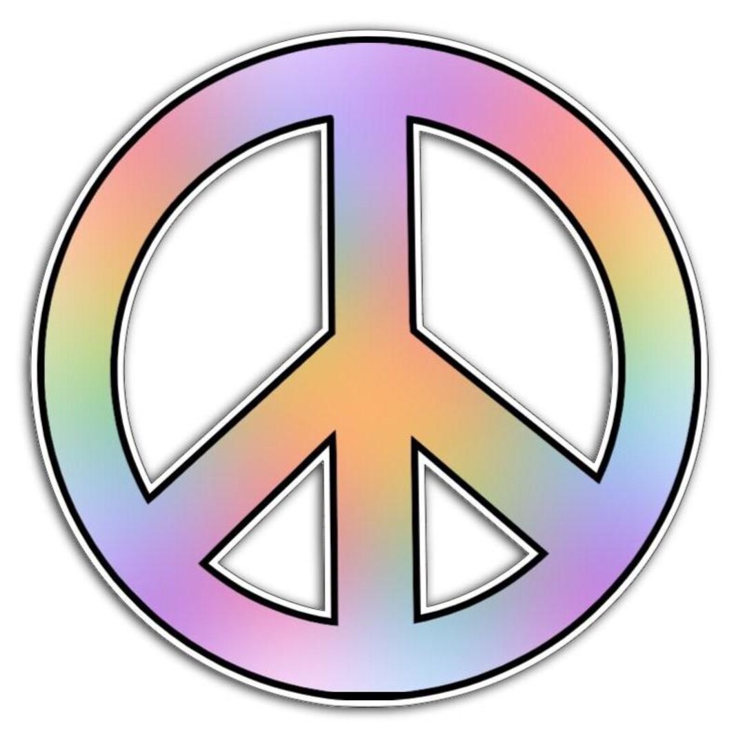 Pastel Rainbow Gradient Peace Sign Sticker | Retro Hippie Car Decal or ...
