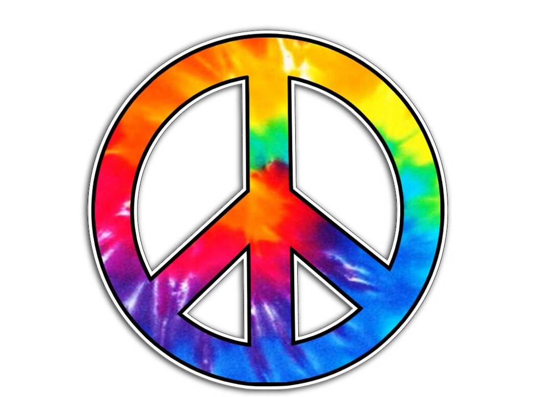 Rainbow Tie-dye Peace Sign Magnet or Vinyl Decal | Retro Hippie Boho ...