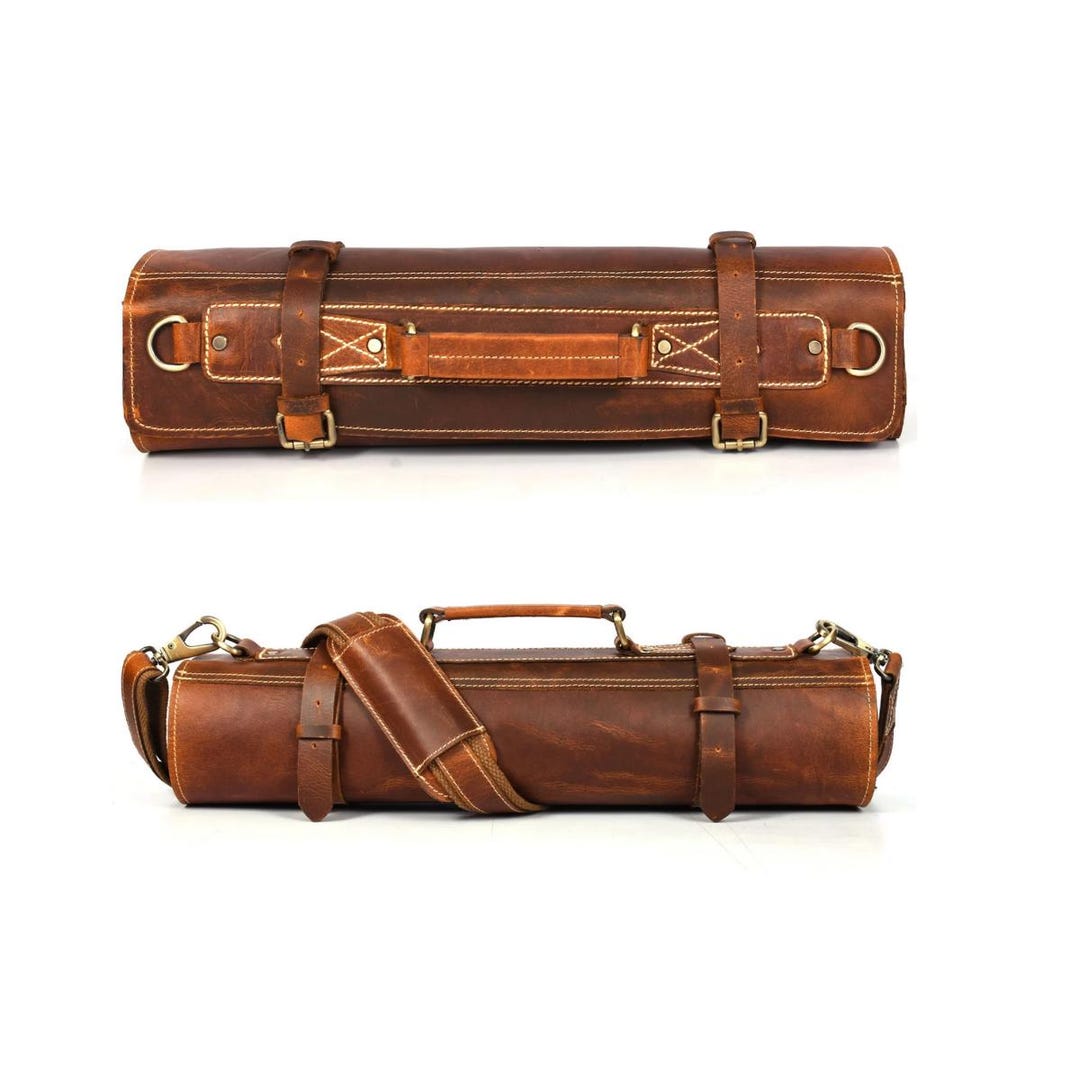 Premium Leather Knife Roll Bag | Custom Knife Roll Bag | Personalized ...