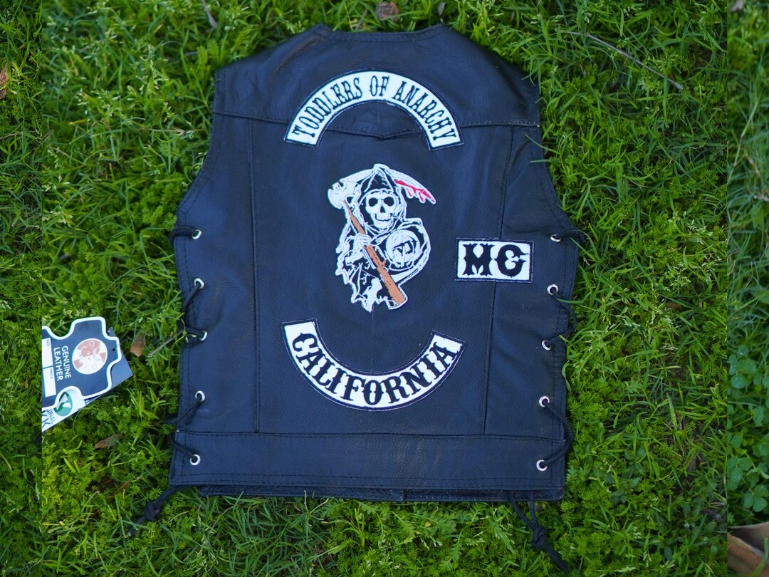 Kids Leather Biker Vest | SOA Inspired Patches, Custom City - Etsy ...