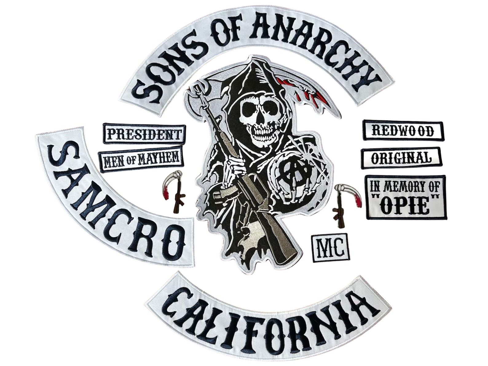 Sons of Anarchy Embroidered Patches Complete Set Iron on | Jax Teller ...