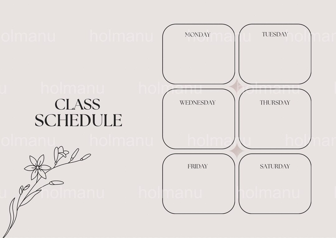 Minimalist Weekly Classroom Schedule - Printable - Etsy