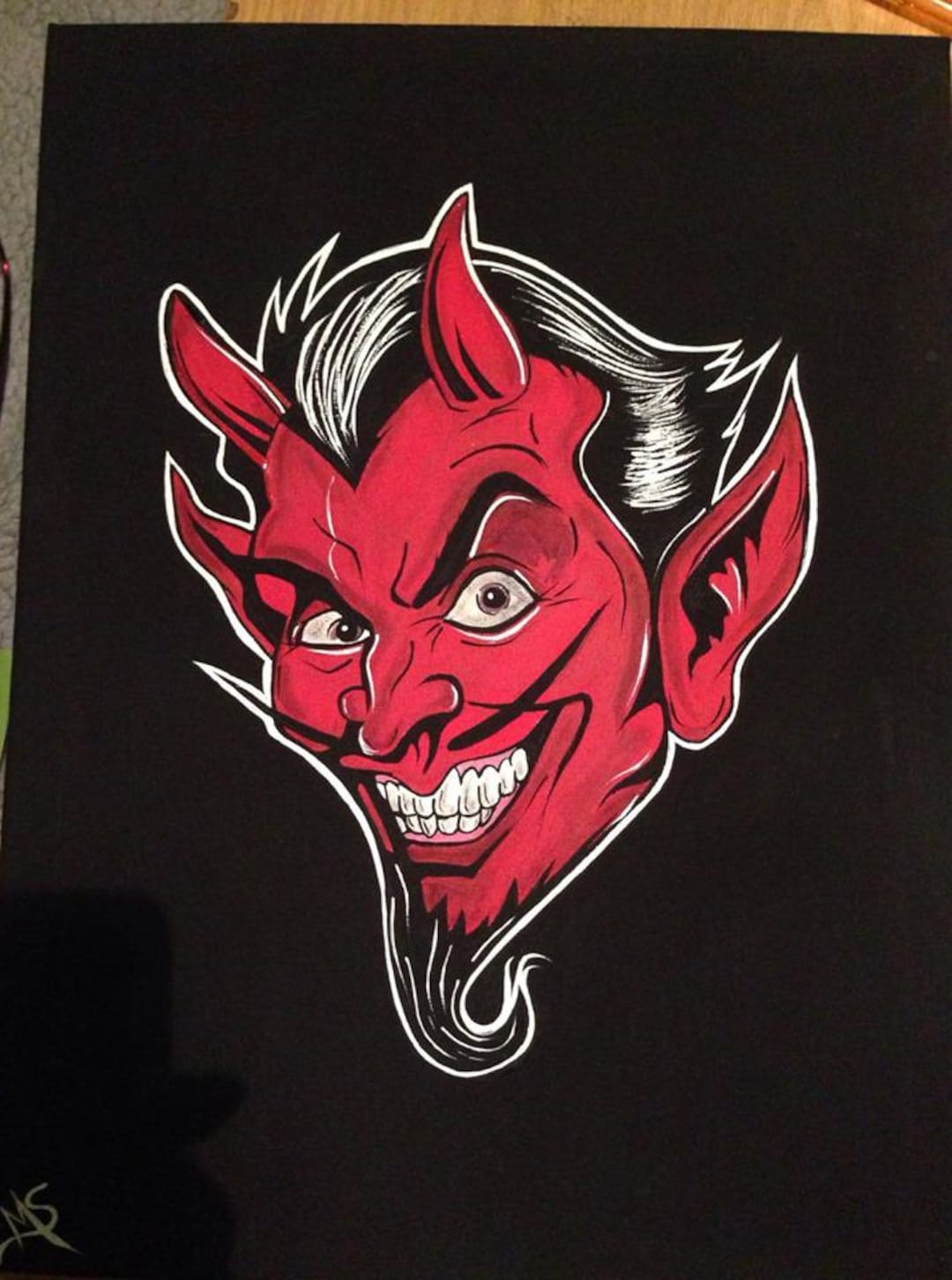 Acrylic Painting, Devil, Rockabilly Style - Etsy