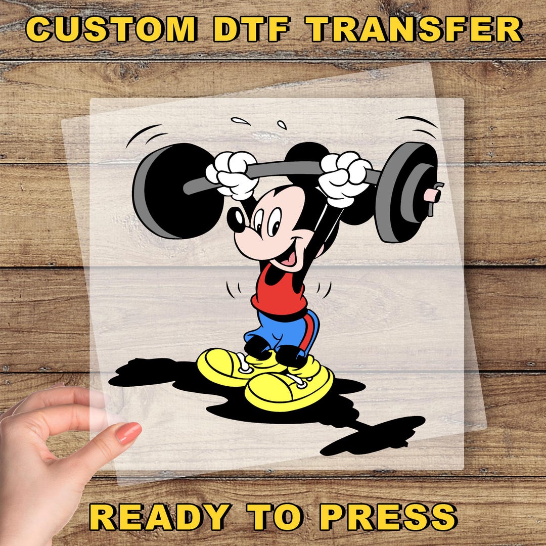 Mickey Mouse Dtf Transfer, Fitness Gym Ready to Press, Disney Workout ...
