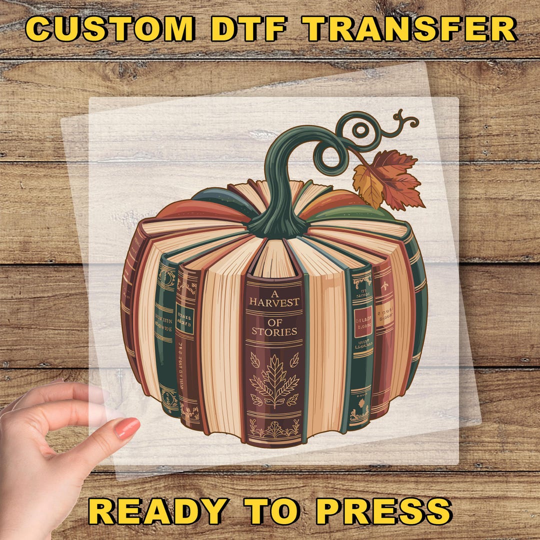 Harvest of Stories DTF Transfer, Pumpkin Book DTF Print, Fall Bookish ...