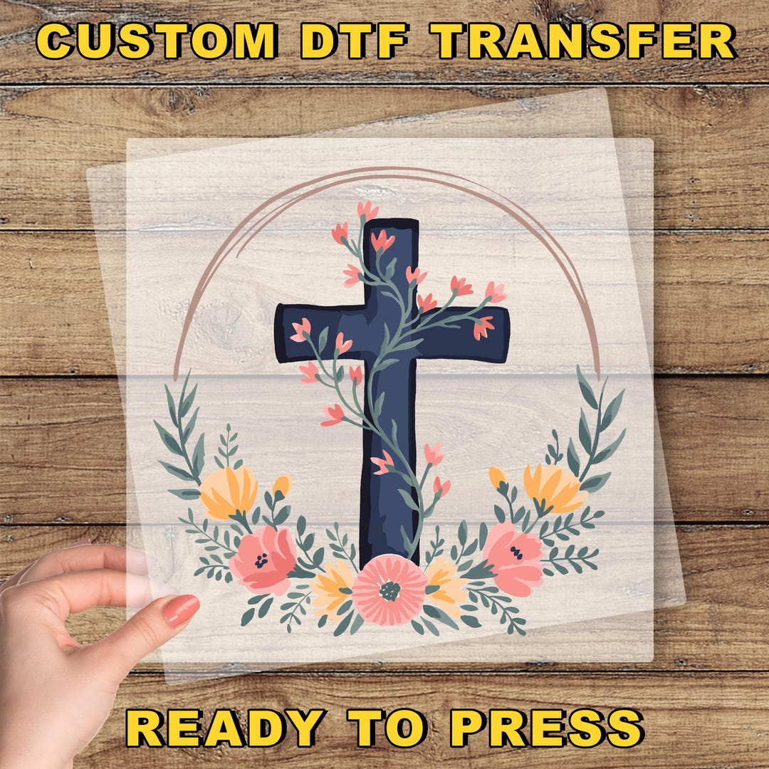 Christian Floral Cross Dtf Transfer, Jesus Ready to Press Dtf ...