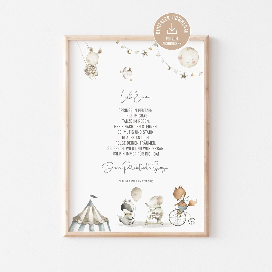 Personalized Christening Letter With a Circus Theme as a Gift: for the ...