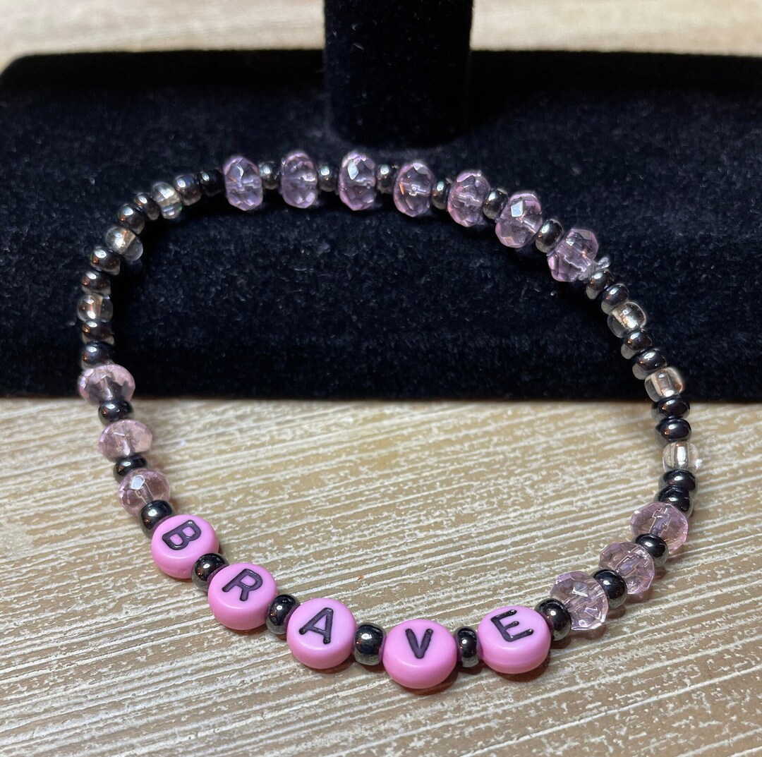 Brave Word Bracelet, Strong Elastic Cord Stretch Bracelet, Handmade ...