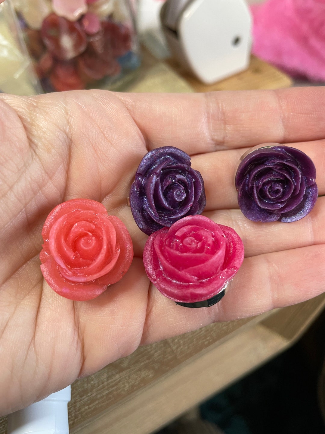 Flower Button Cover, Floral Button, Decorate Your Buttons, Handmade Resin Roses, Resin Flowers ...