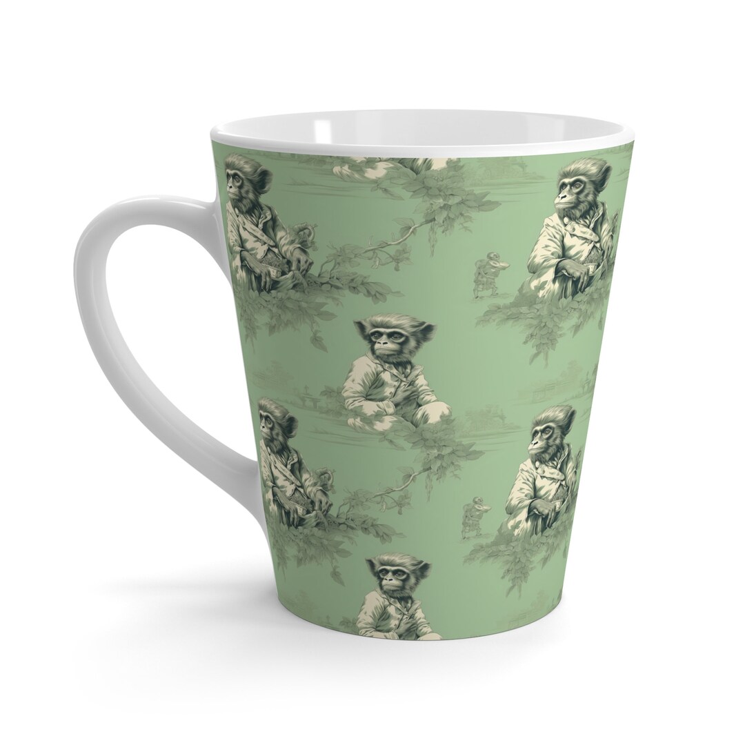 Monkey Butler Toile Latte Mug, Chimpanzee Coffee Cup, Chimp Tea Service ...