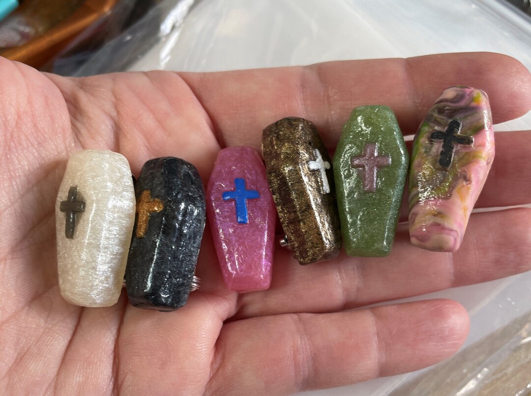 Coffin Pin, Casket With a Cross on the Lid, Resin or Polymer Clay ...