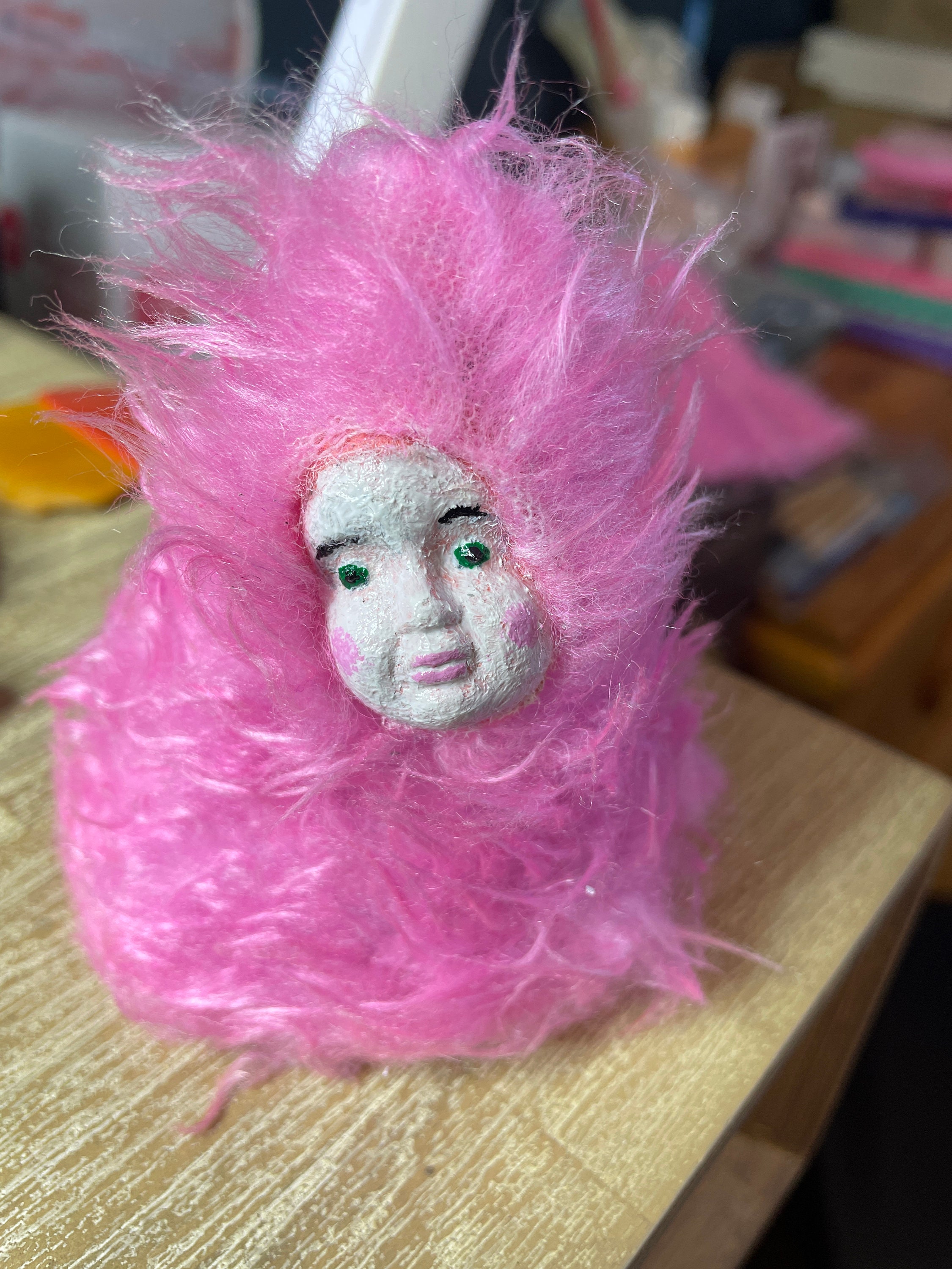 Sad Baby Face Sculpture, Pink Fur, Pink Christmas Tree, Easter Tree ...