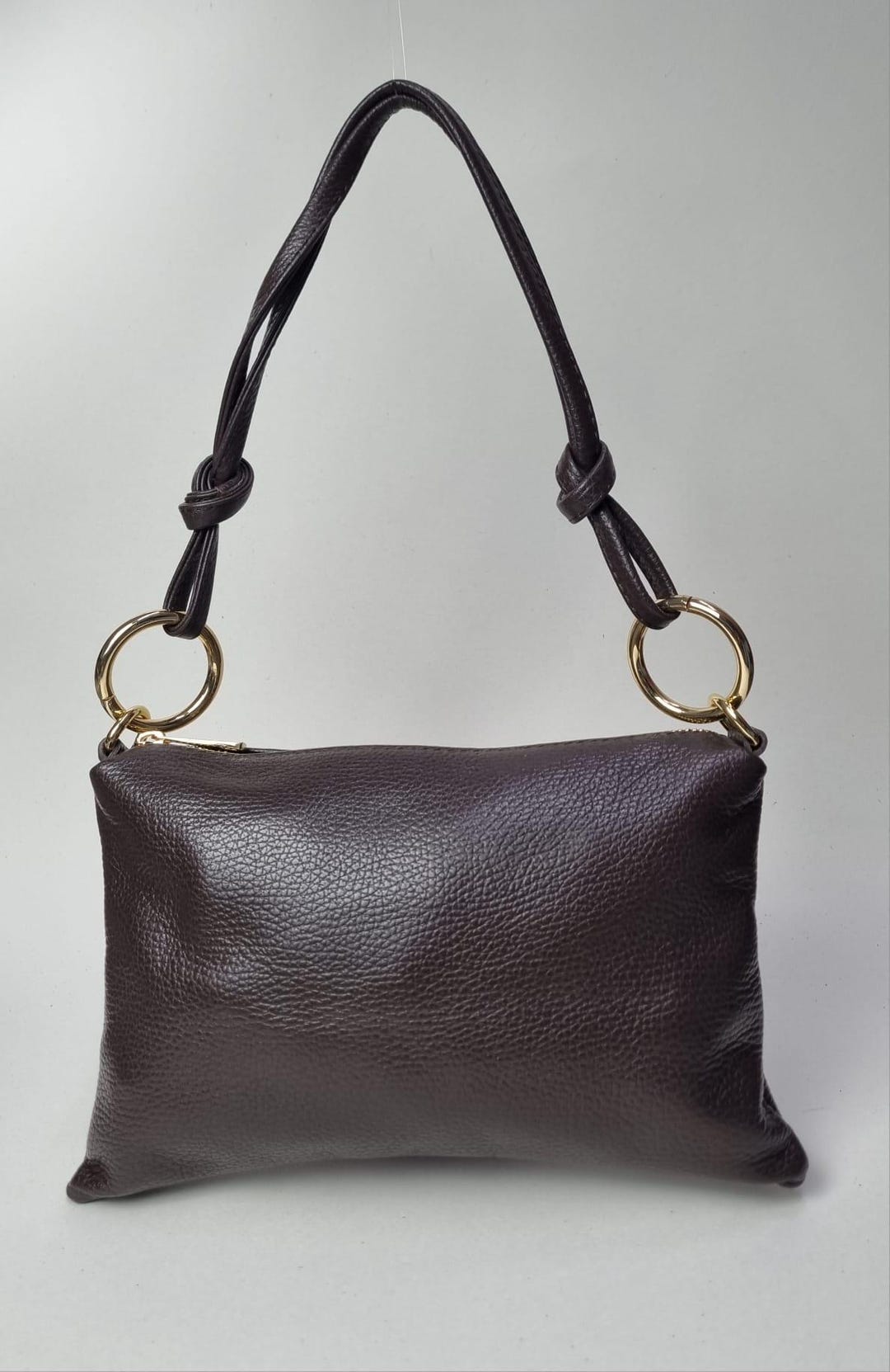 Chocolate Brown Leather Clutch Bag: Convertible Crossbody, Coffee Brown ...