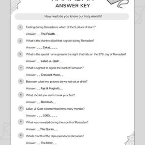 Ramadan Quiz for Children - Etsy